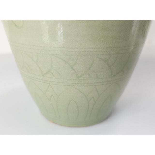 20th Century Chinese Celadon Green Incised Chinese Chinoiserie Vase ...