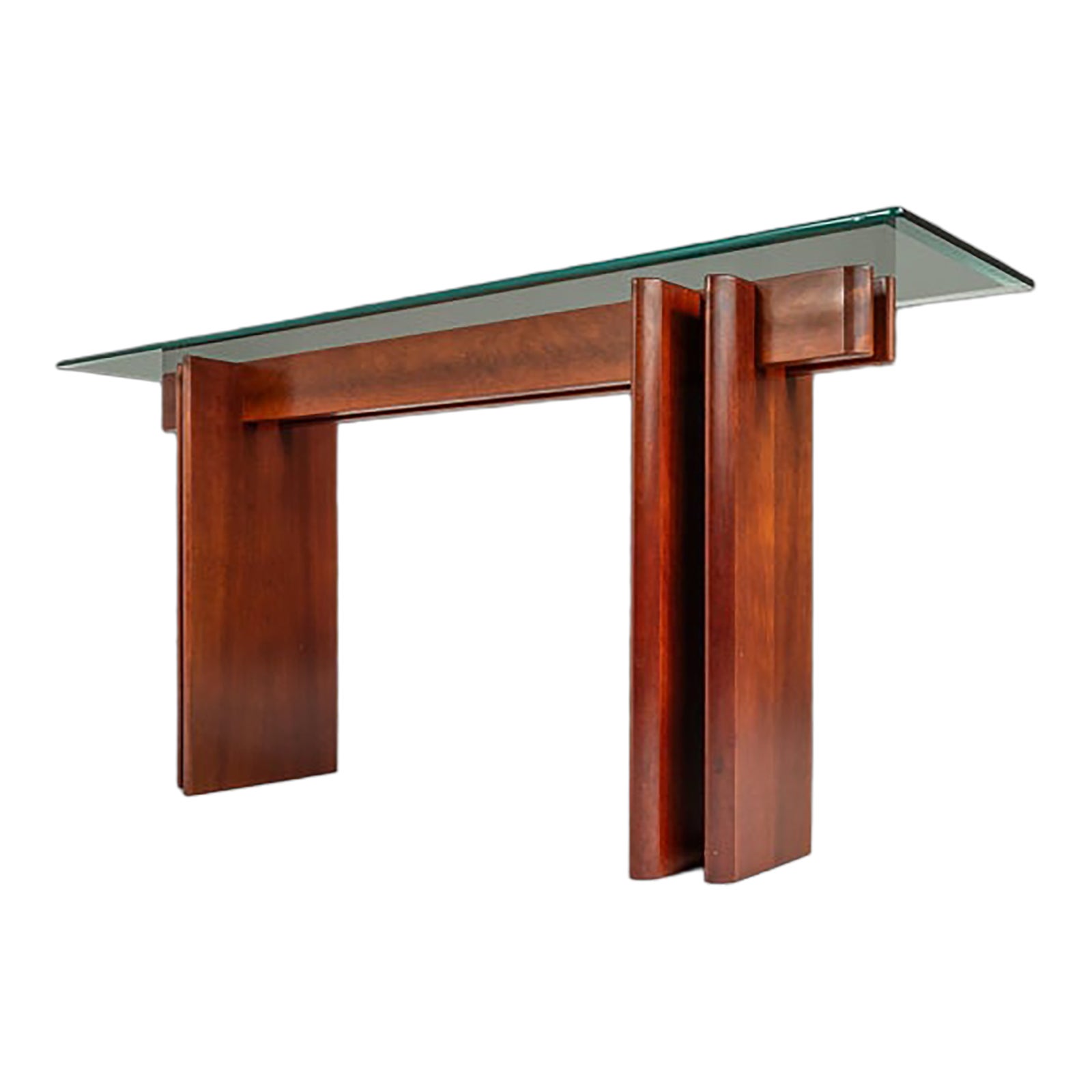 Danish Mid-Century Modern Console Table in Teak W/ Glass Top by Gustav ...