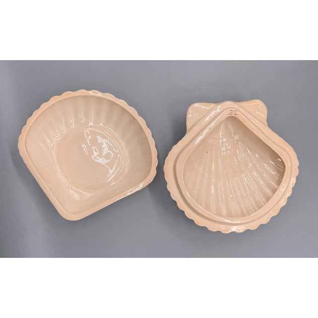 Vintage Ceramic Clam Shell Lidded Box | Chairish