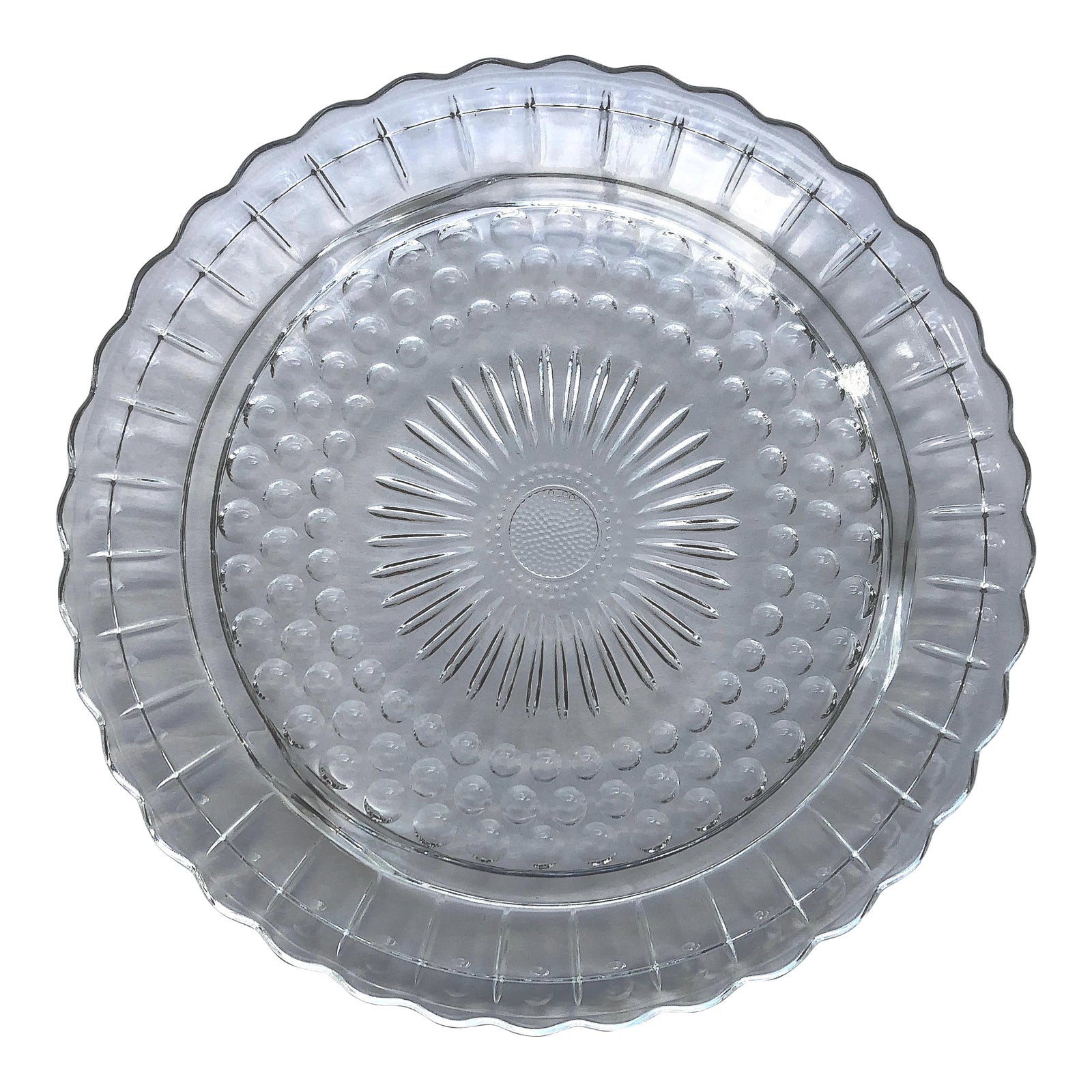 1930s Vintage Glass Cake Plate | Chairish