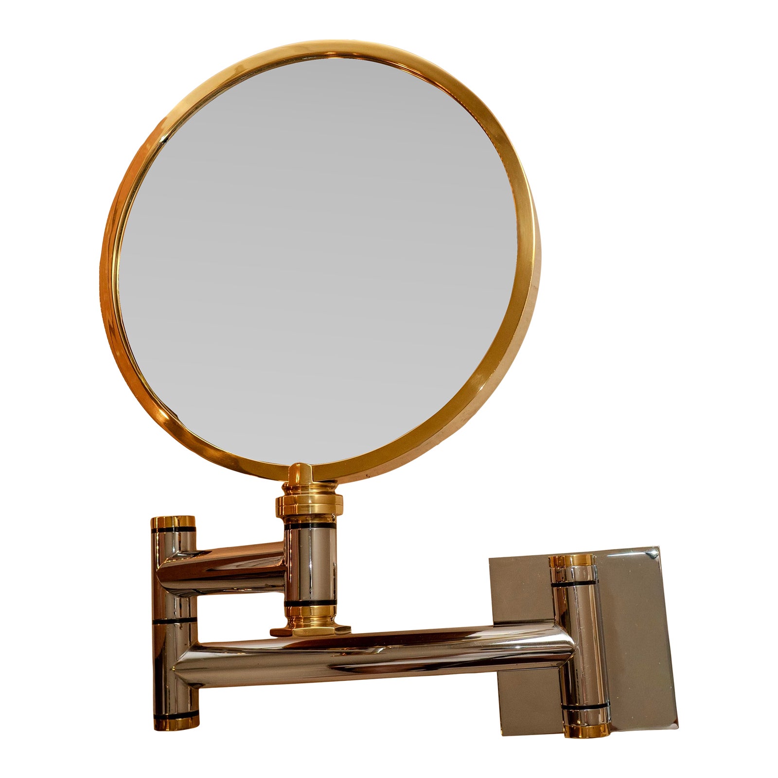 Karl Springer Wall-Mount Retractable Mirror in Polished Chrome & Brass ...