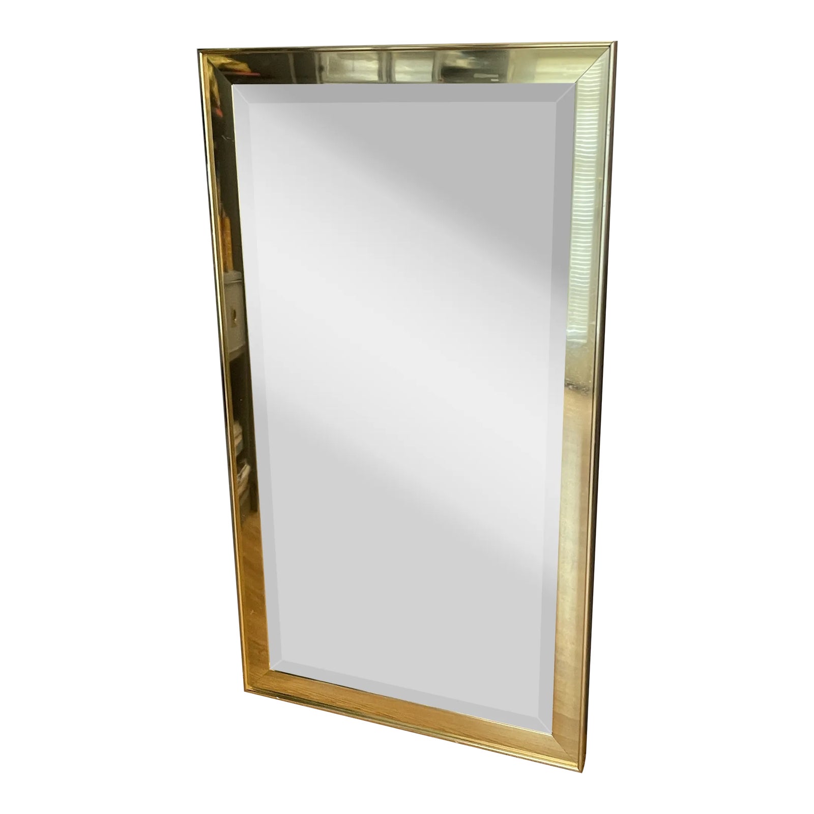 Modern Gold Rectangular Mirror Beveled | Chairish