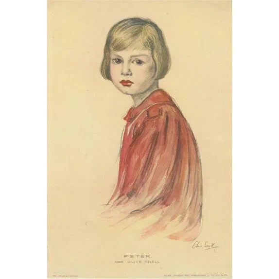 Olive Snell, Portrait of Peter, 1924, Lithograph on Paper | Chairish