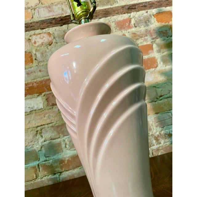 Vintage 1980s Art Deco Revival Pink Ceramic Lamp | Chairish