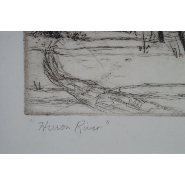 Antique 1930s Leon a Makielski Huron River Landscape Signed Etching 23 ...