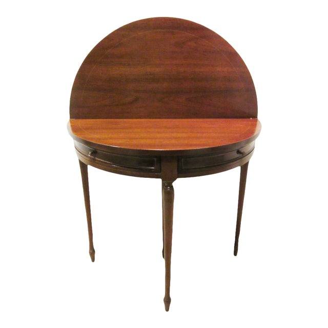 Vintage American Sheraton Flip-Top Mahogany Satinwood Game Hall Accent ...