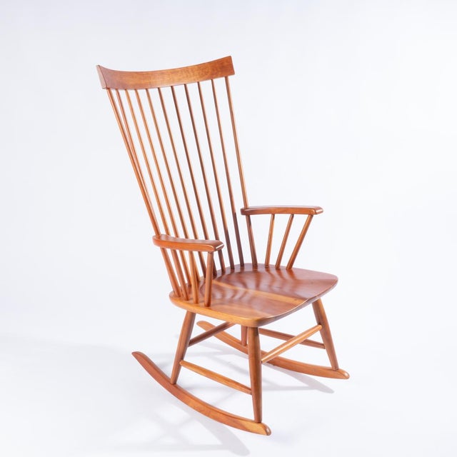 Late 20th Century Vintage Charles Webb Modernist Cherry Rocker | Chairish
