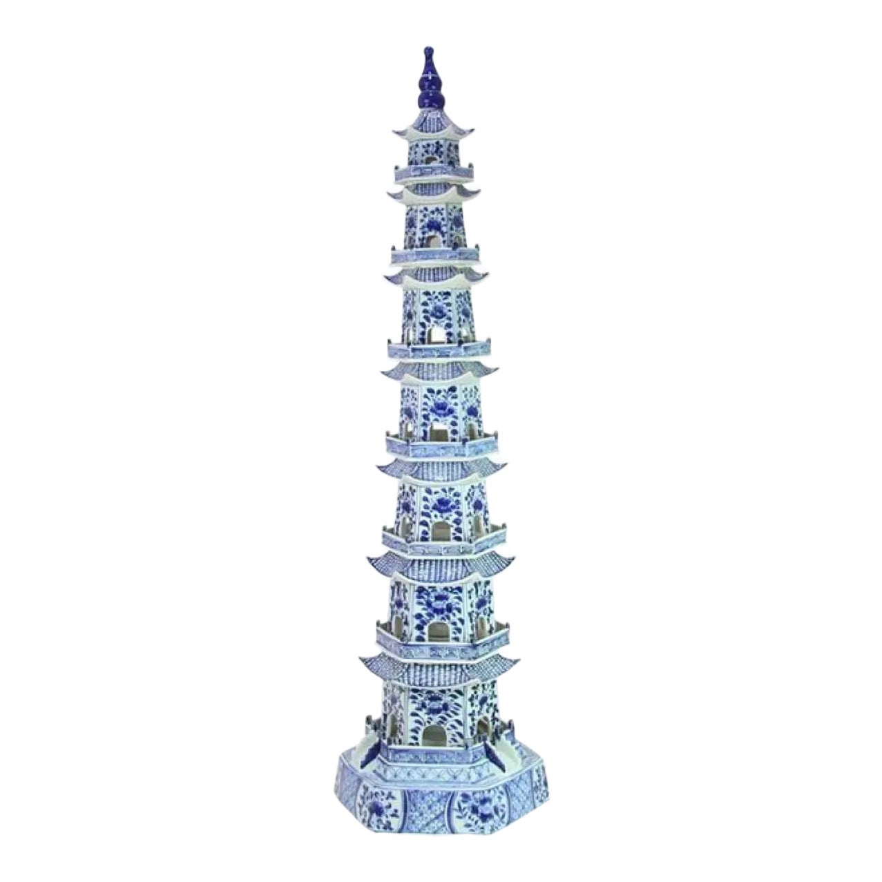 Grand Pagoda in Blue and White | Chairish