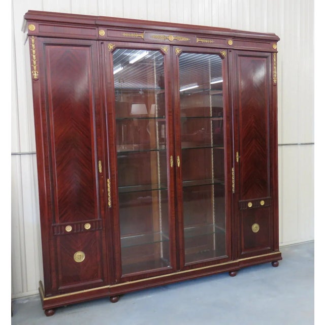 Regency Style Brass Mounted Breakfront Cabinet | Chairish