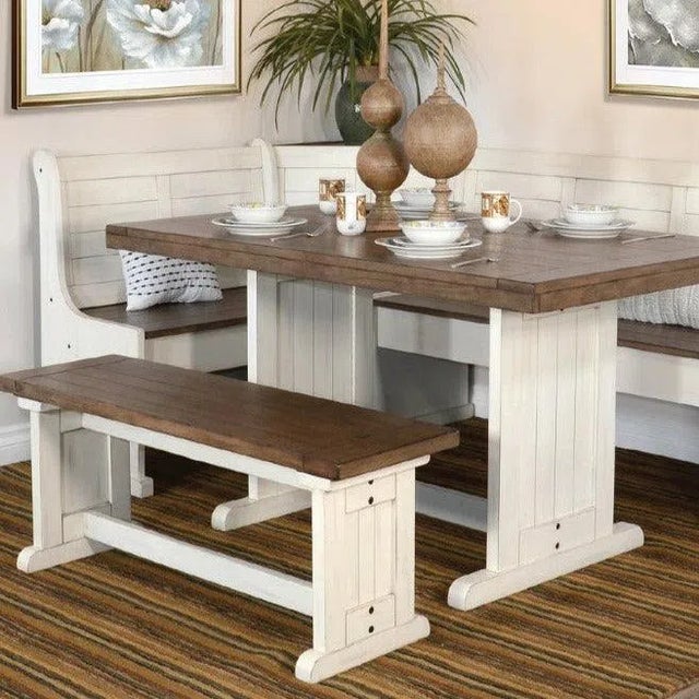 Two Tone Buckskin White Corner Table Breakfast Nook Dining Set of 3 ...