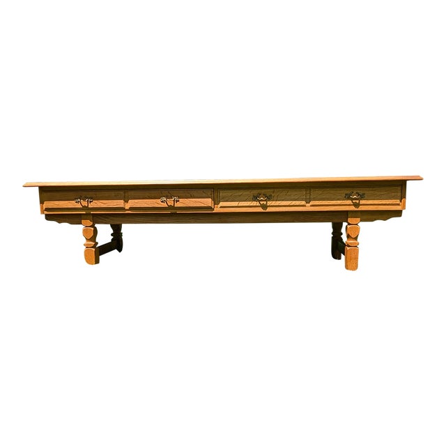 Danish Oak Low Console Table | Chairish