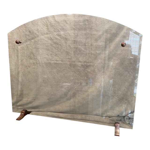 Custom Fireplace Screen in Glass & Bronze | Chairish