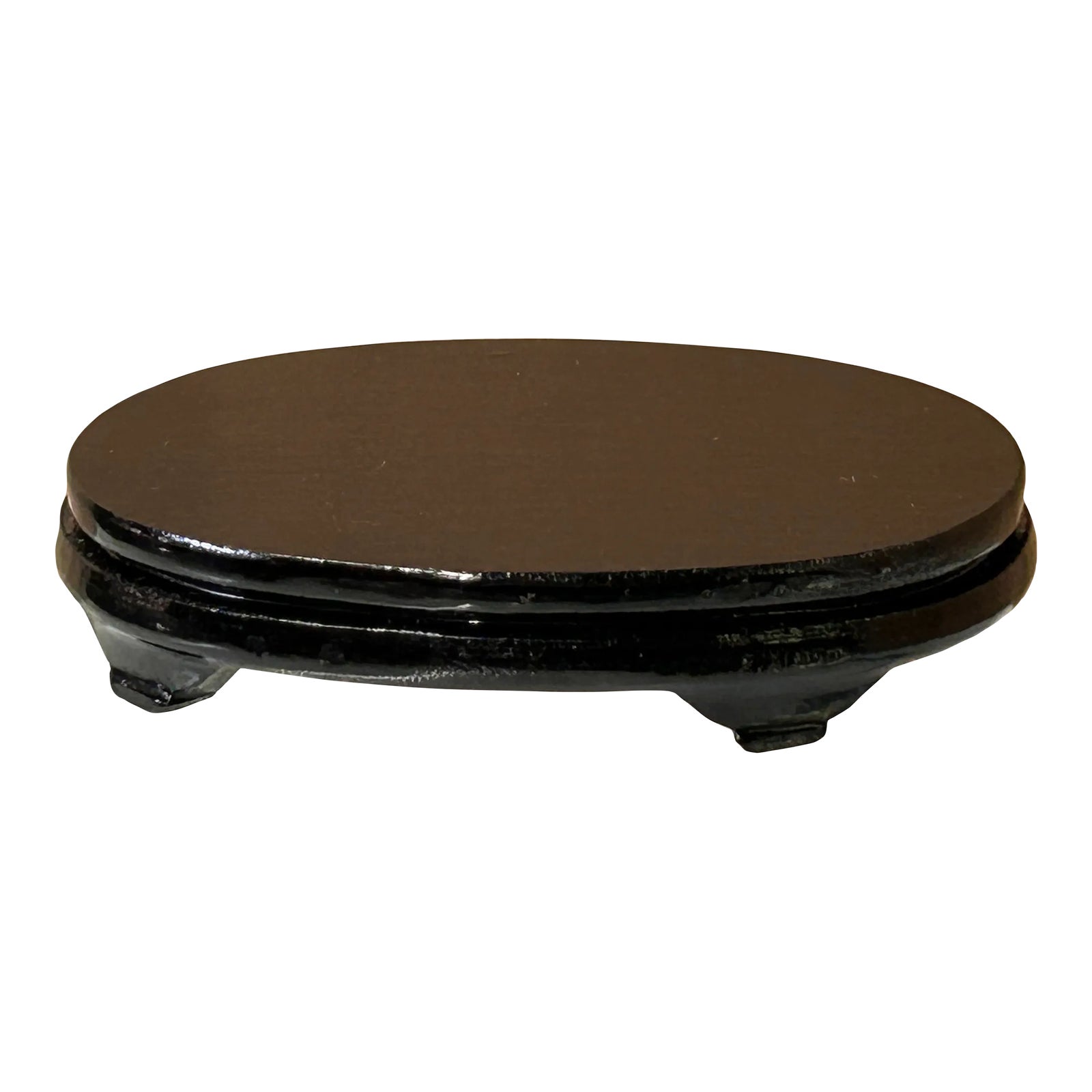 3.5" Dark Brown Wood Oval Shape Display Stand Riser Easel | Chairish