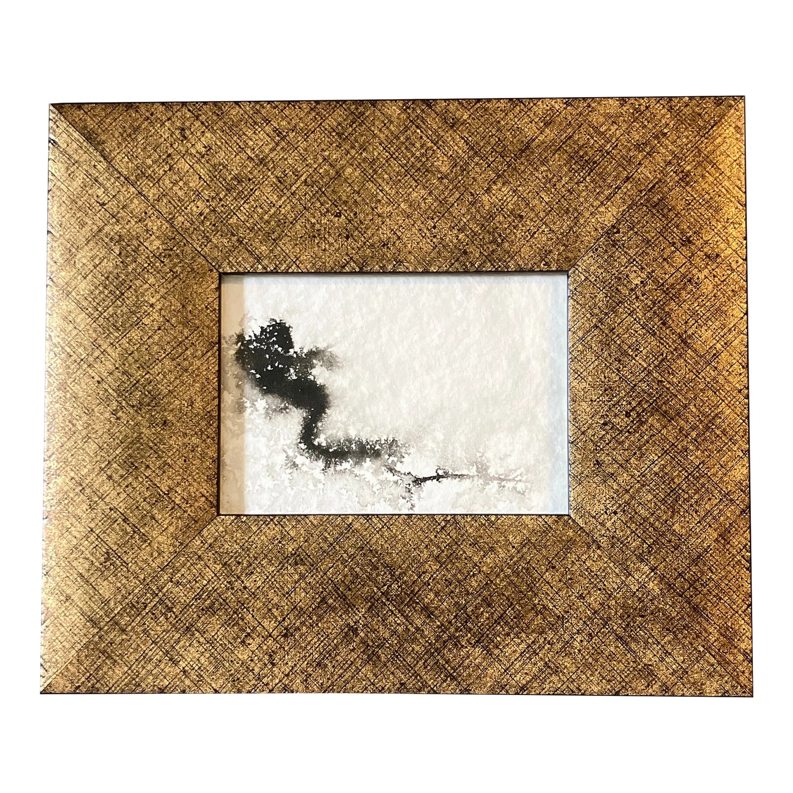 Contemporary Original Abstract Black Ink Painting Chunky Gold Frame ...