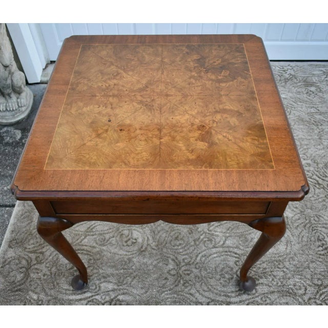 Vintage Kittinger Queen Anne Style Walnut & Burl Top Side Table W ...