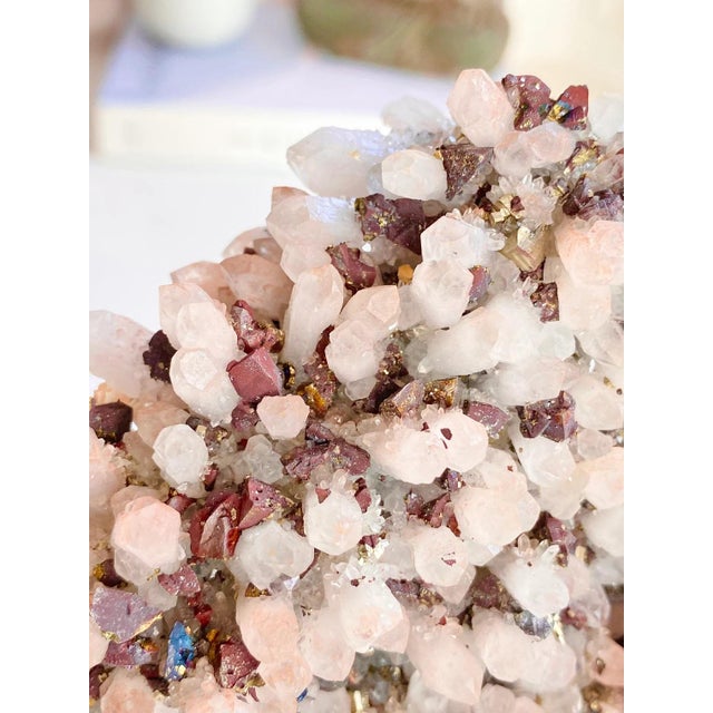 Red Hematite Quartz Pyrite Gold Chalcopyrite Crystal Cluster Display ...
