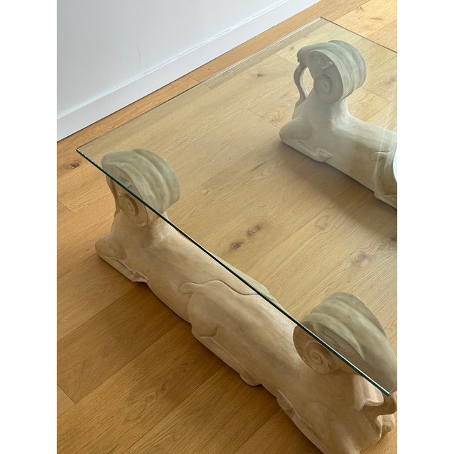 1970s Decorator Glass-Top Ram Cocktail Table | Chairish