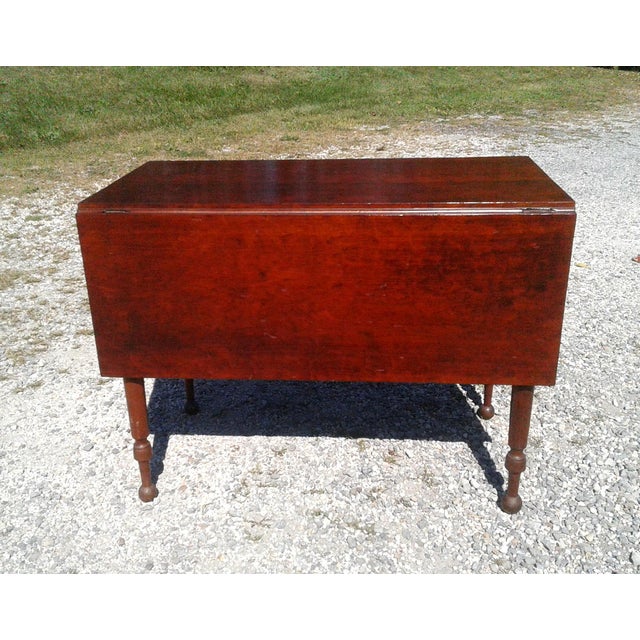 Antique Solid Cherry Drop Leaf Table With Older Refinish 1860s | Chairish