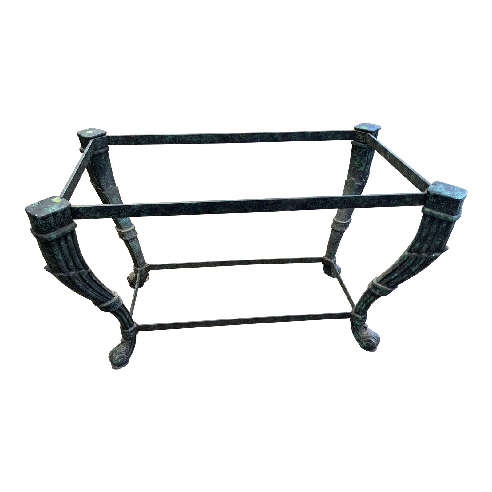 Mid 20th Century Iron Neoclassical Table Base With Faux Verdigris ...