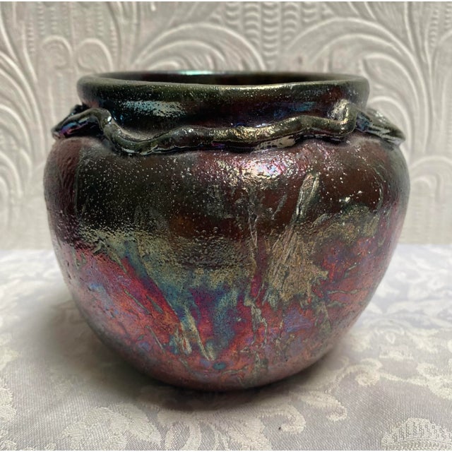Vintage Raku Pottery Vase, Signed Aet | Chairish