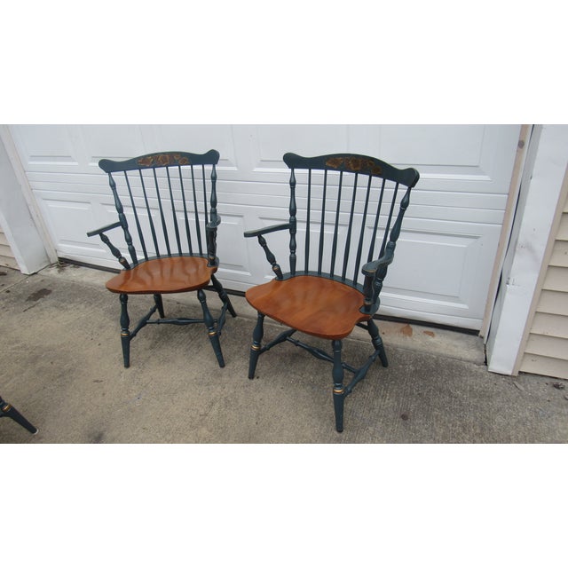 1980s Hitchcock Blue Farmhouse Dining Room Kitchen Chairs- Set of 6 ...