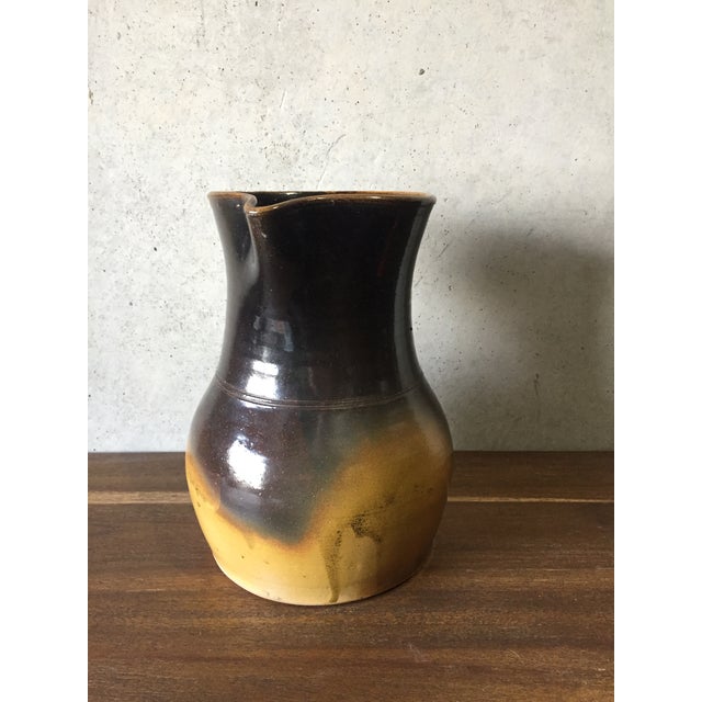 Large Antique Rustic Stoneware Ceramic Pitcher | Chairish