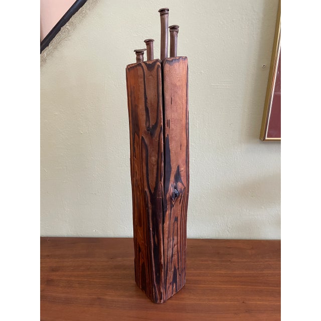 1960s Organic Modern Burnished Wood and Copper Rod Sculpture by Robert ...