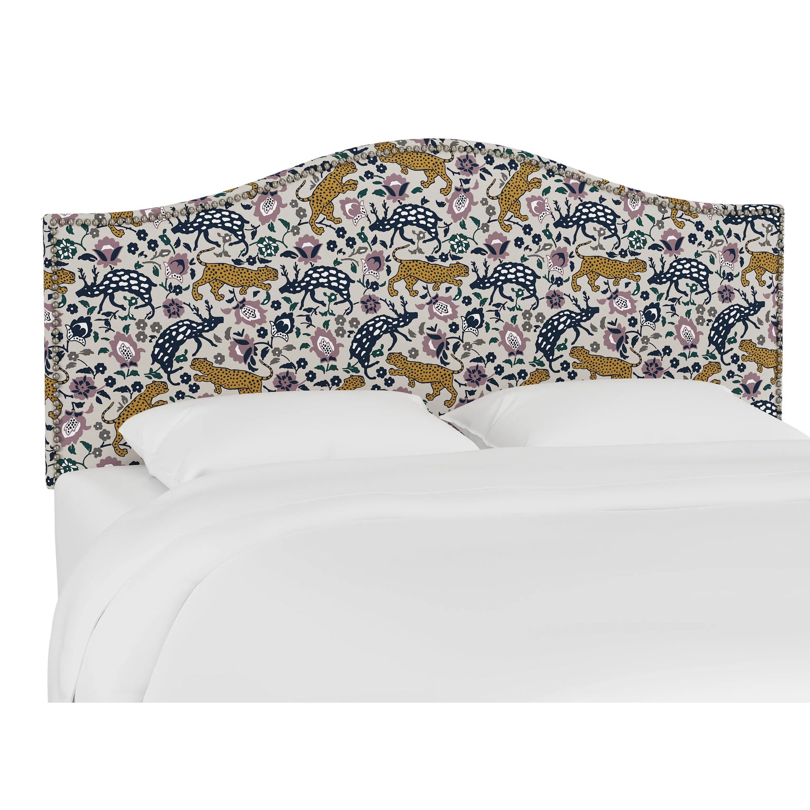 Ashland Headboard in Mustard Plum Leopard, Queen | Chairish