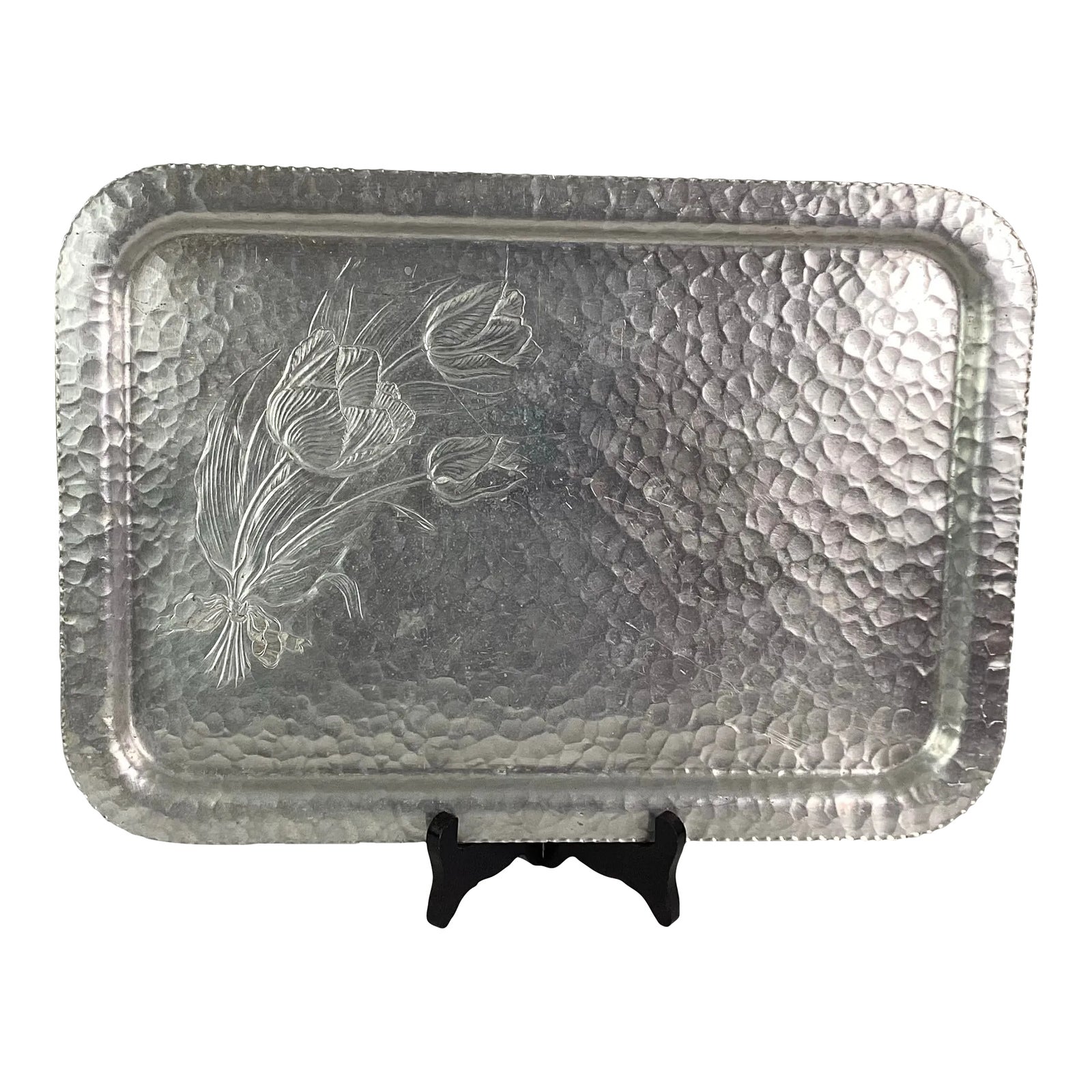 1950s Rodney Kent-Large Hammer Aluminum Tray | Chairish