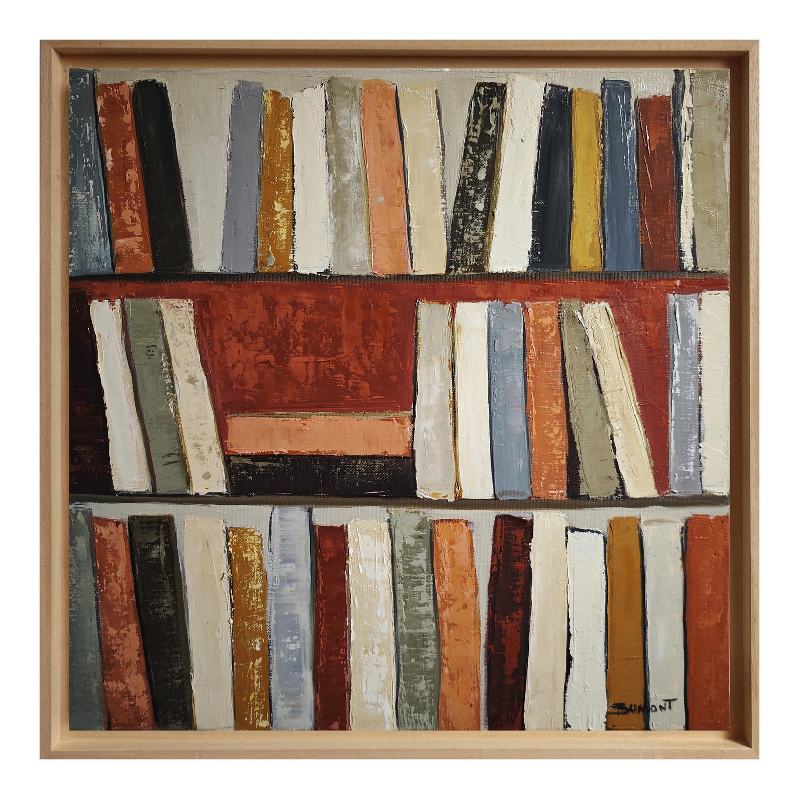 Temps De Lecture– Original Abstract Library, Oil Paint, Contemporary ...