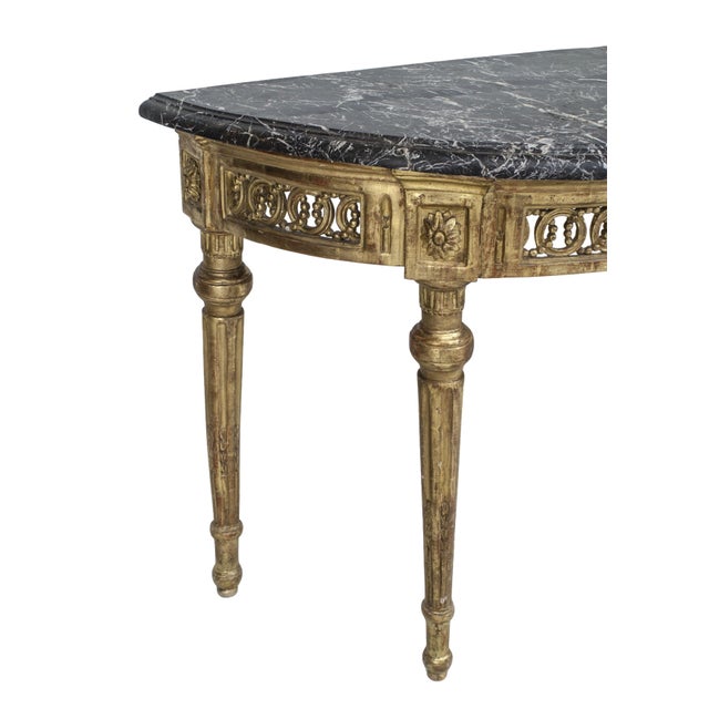 Italian Neo-Classic Style Gilt Marble Top Console Table | Chairish