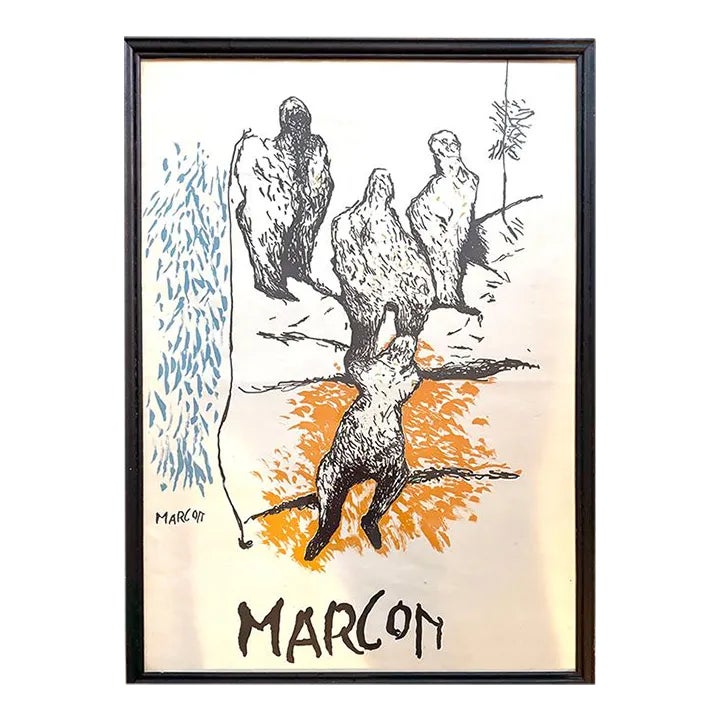 Mid-Century Artwork Signed by French Artist Charles Marcon | Chairish