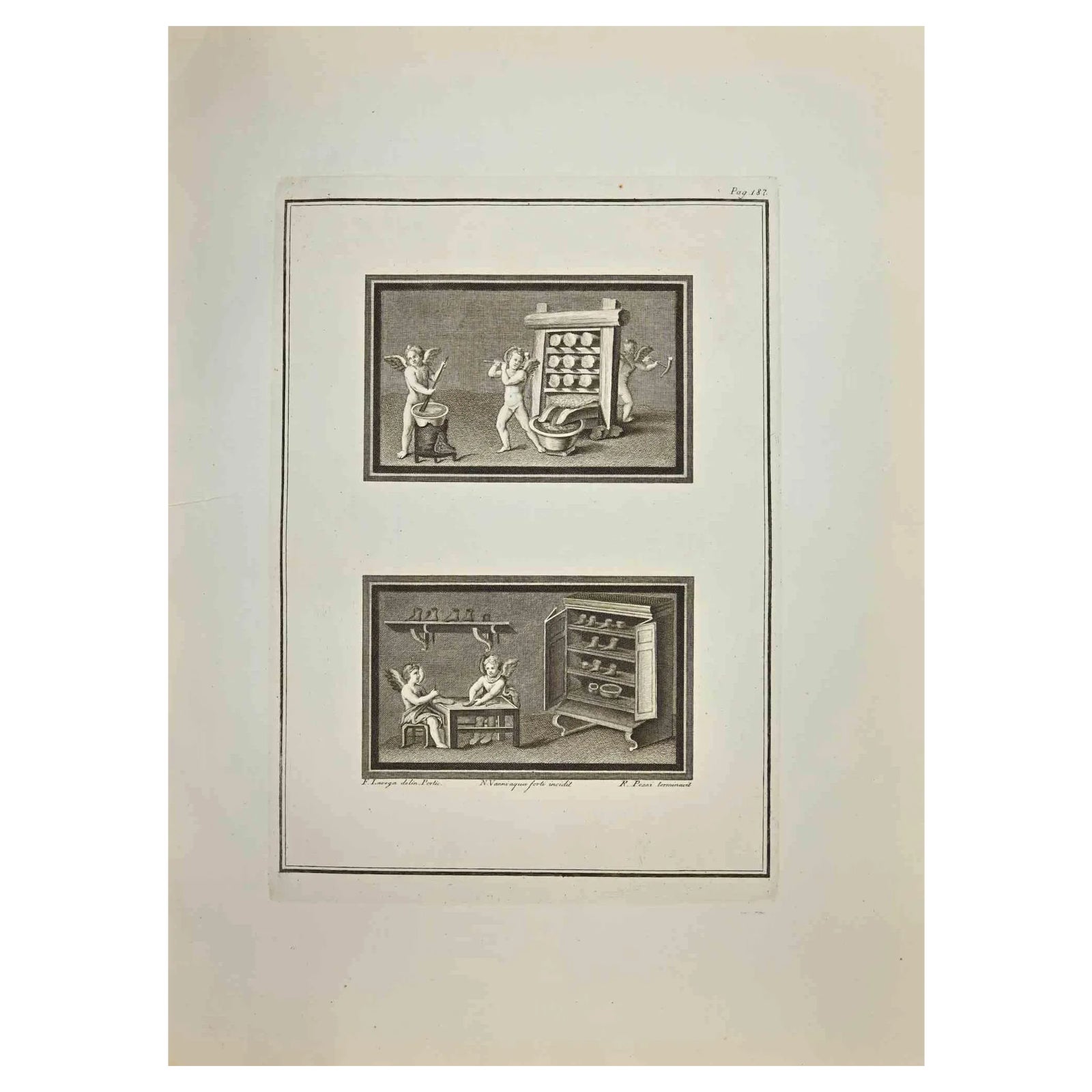 Roccus Pozzi, Cupids and Genii While Work, Etching, 18th Century | Chairish