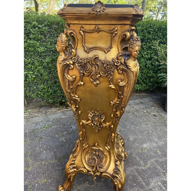 Pair of Late 20th Century Italian Baroque Rococo Style Gold Pedestals ...