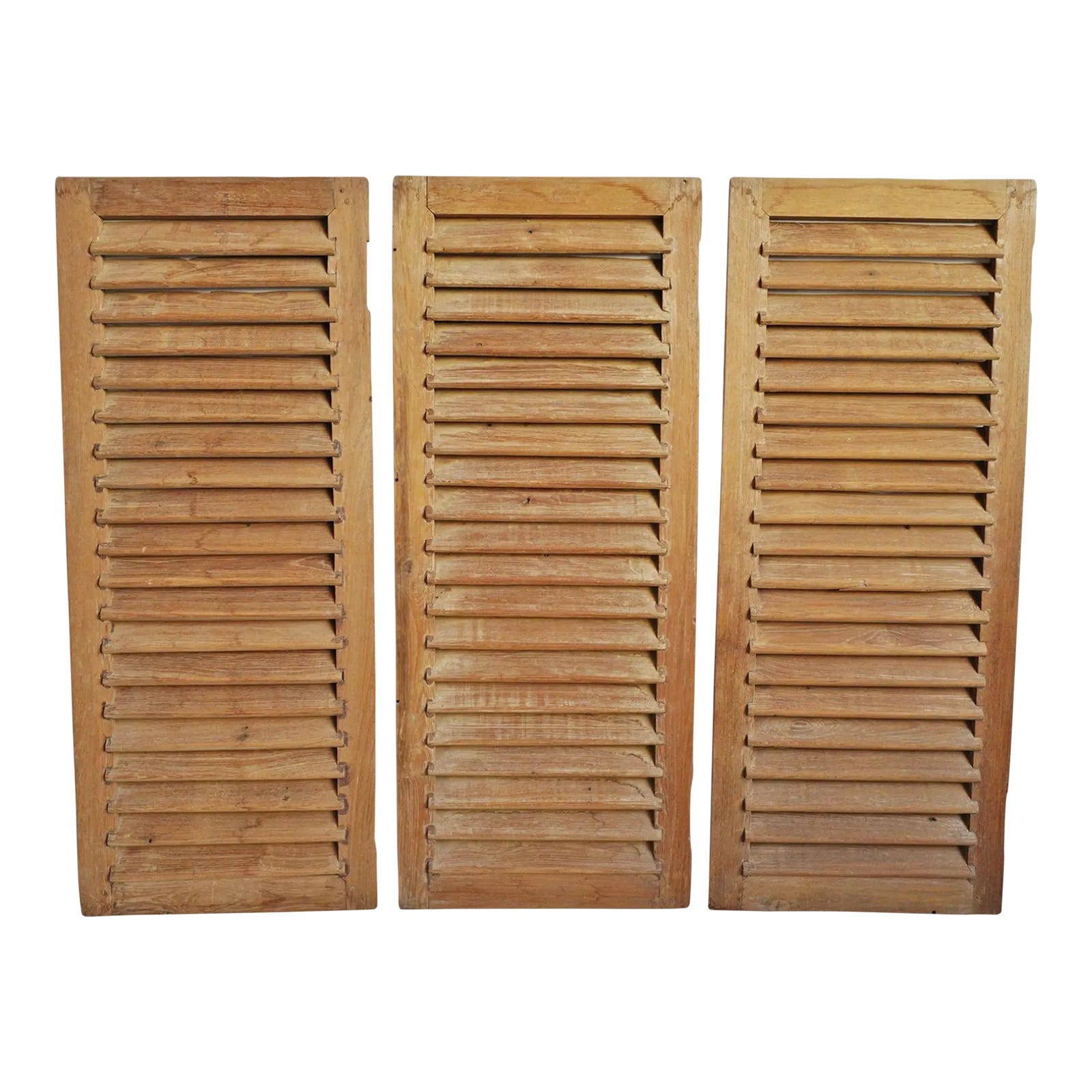 Set of Three Vintage Mid 20th Century Teak Shutter Doors | Chairish