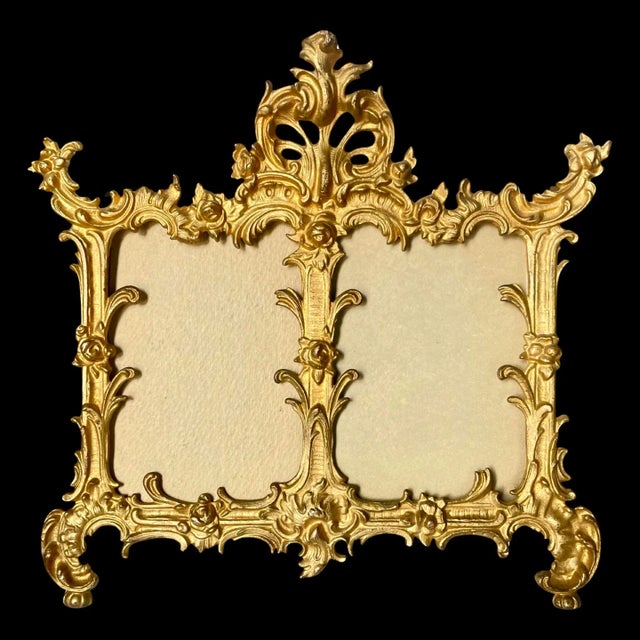 Antique French Bronze Rococo-Style Gilt Brass Double Picture Frame ...