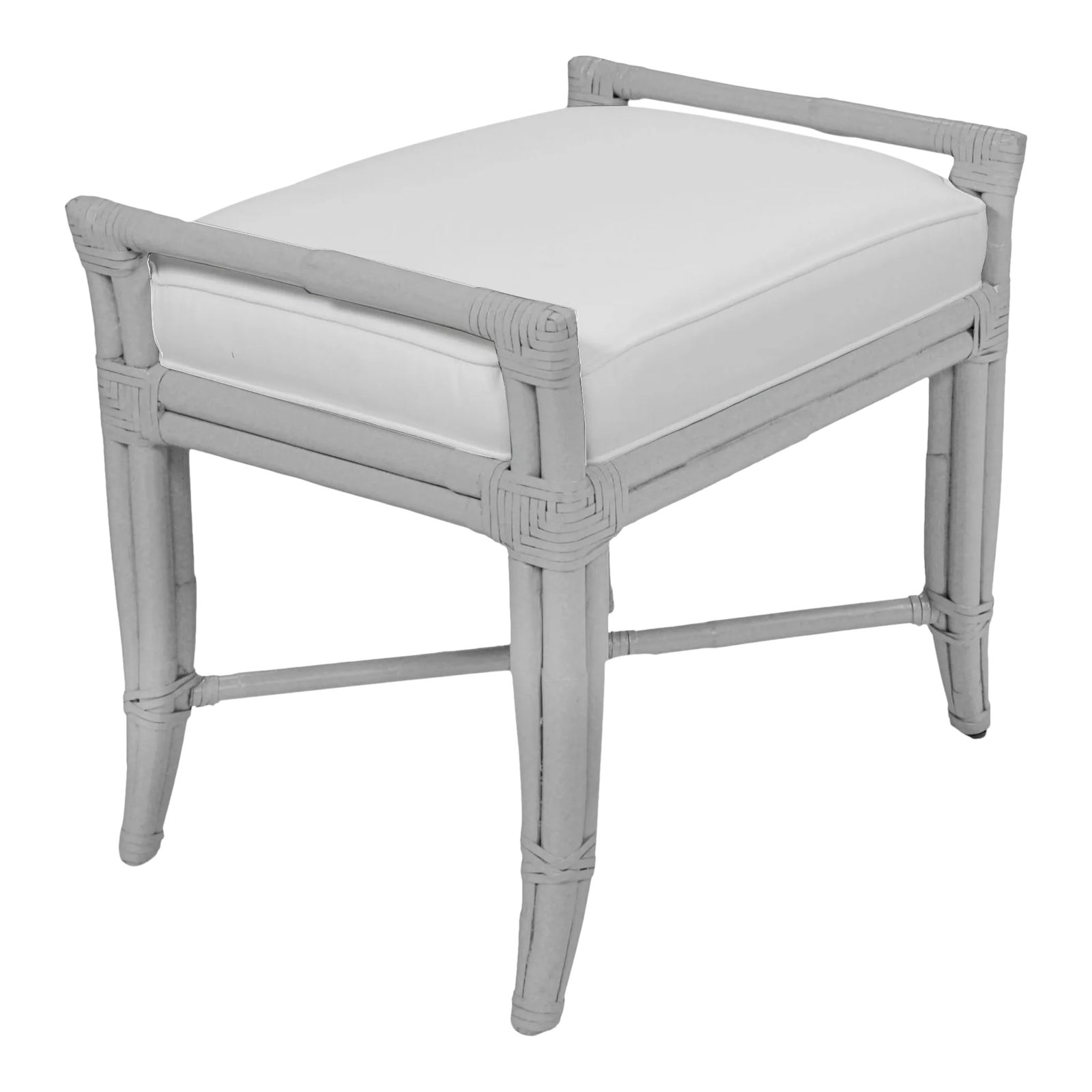 Small Malacca Bench - Light Gray | Chairish