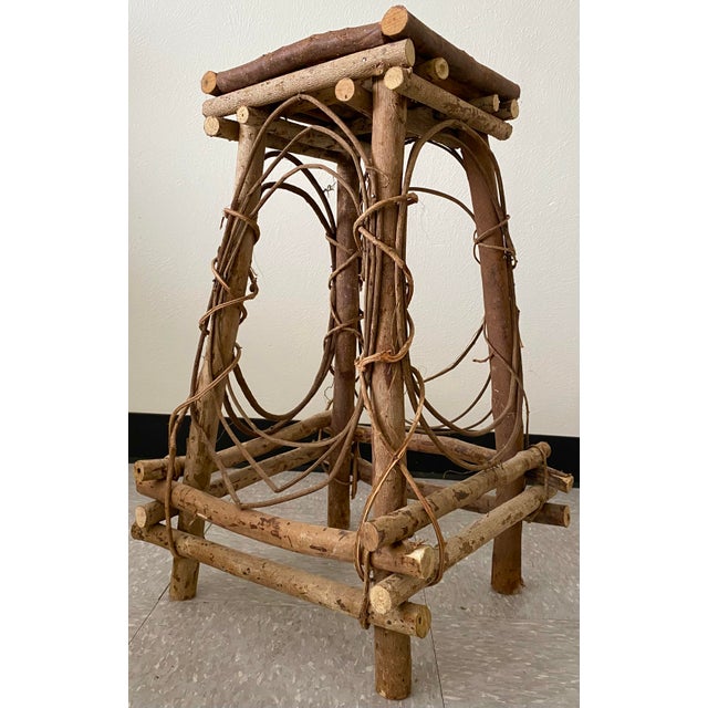 Organic Modern Artisan Made Willow Reed Plant Stand / Stool With ...