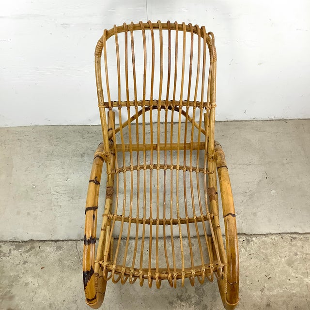 Vintage High-Back Rattan Rocker After Franco Albini | Chairish