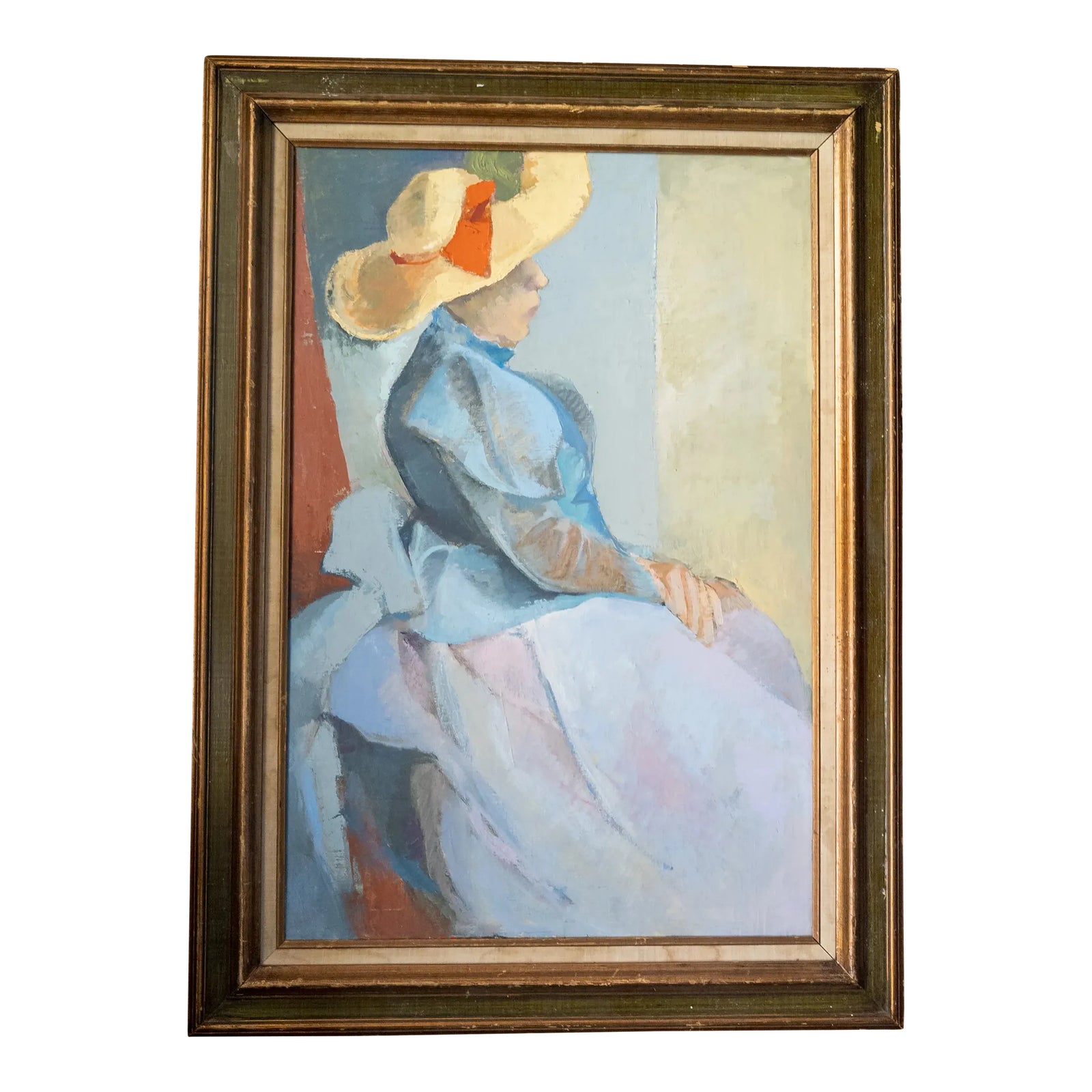 Mid-Century Modern American Impressionist Cubist Portrait of a Lady ...