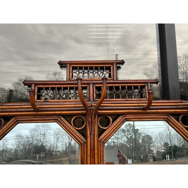 French Bent Bamboo Mirror & Cane Hall Tree / Umbrella Stand / Coat Rack ...