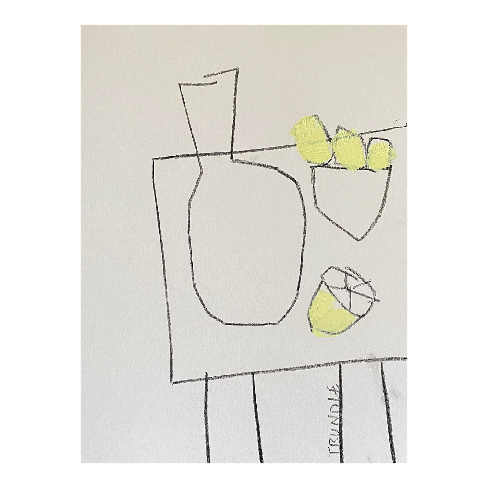 Sarah Trundle, Contemporary Abstract Still Life Charcoal Drawing on ...