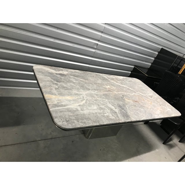 1980s Modern Brueton Rectangular Marble "Anello" Table | Chairish