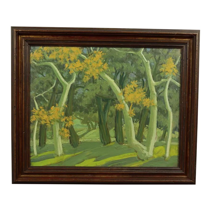 Ralph Holmes California Impressionist Oil on Board Plein Air Landscape Painting | Chairish