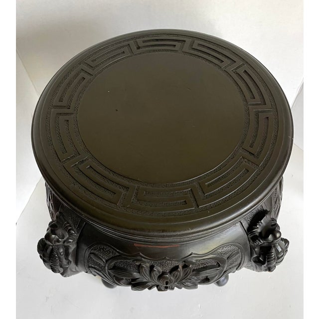 Asian Japanese Black Carved Wood Dragon Stand Pedestal | Chairish