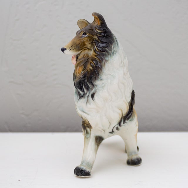 Ceramic Rough Collie | Shetland Sheep Dog Hand Painted Figurine | Chairish