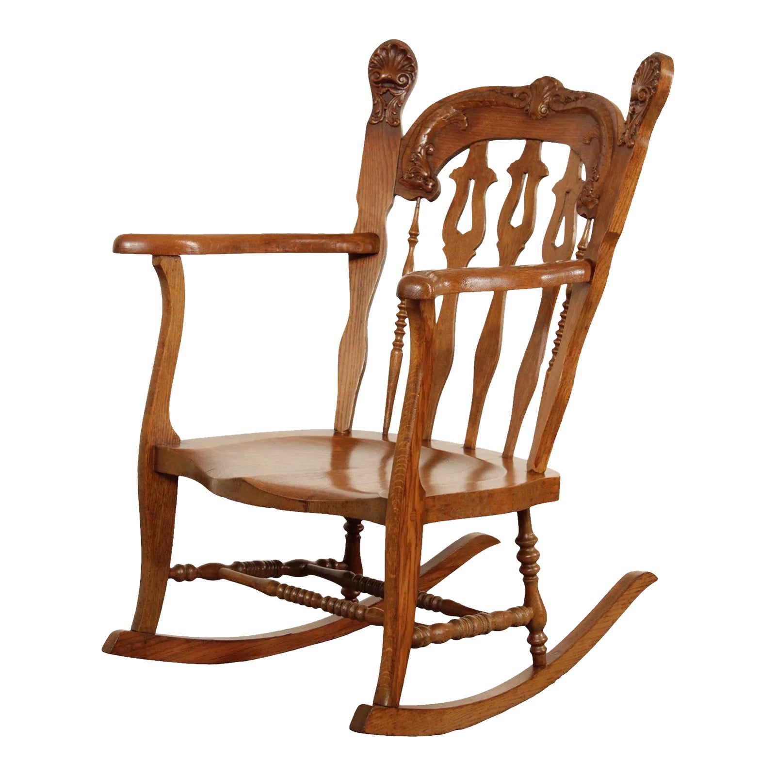 Late 19th Century Victorian Renaissance Revival Style Oak Carved Rocker ...