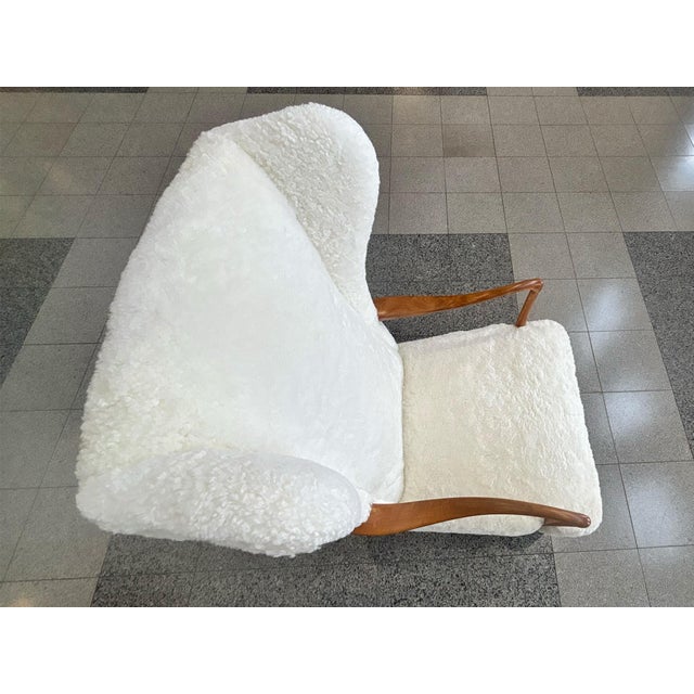 Vintage Danish Modern Jacob Kjaer Beech Wingback Chair in White ...