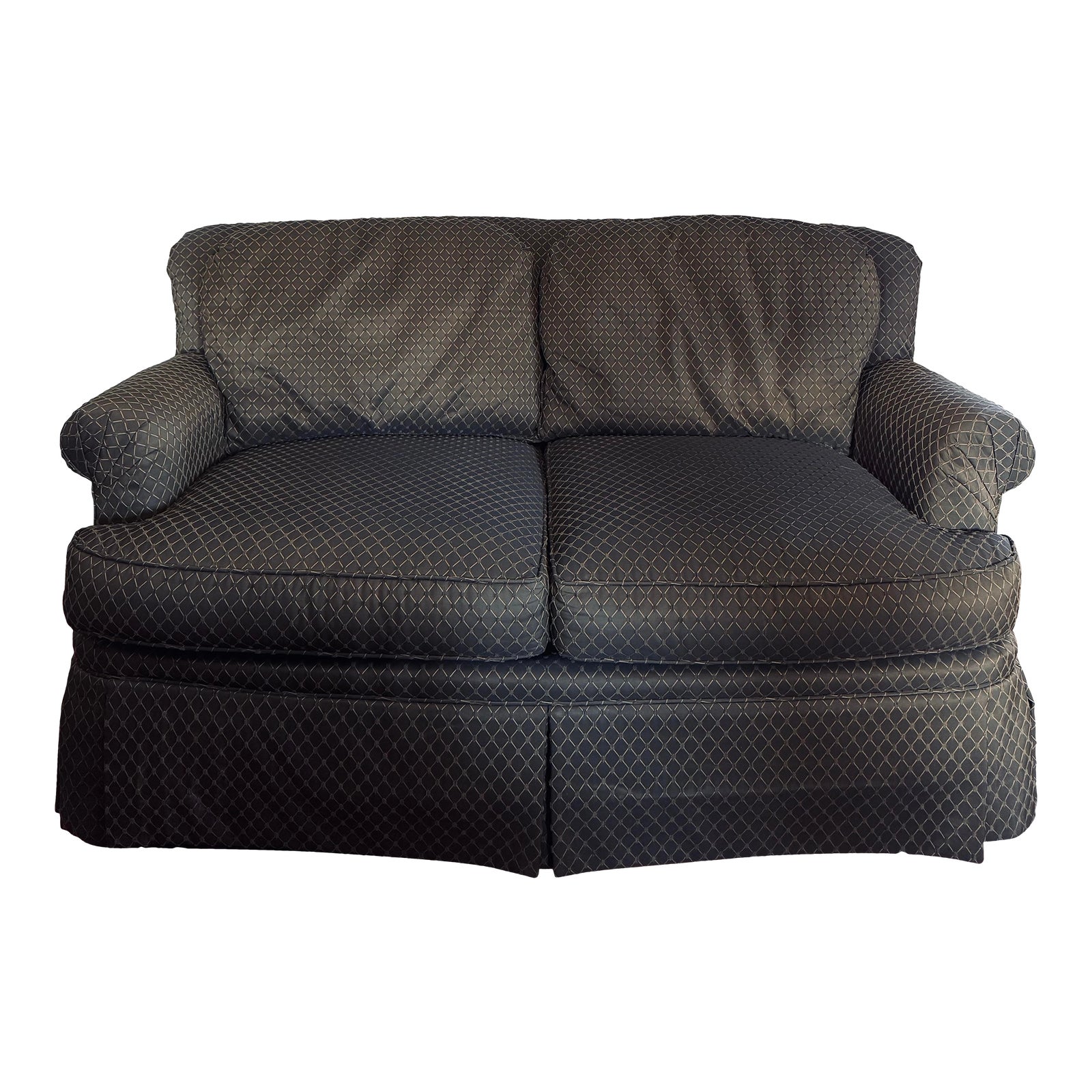 Coco Brown Basketweave Skirted Loveseat by Pearson | Chairish