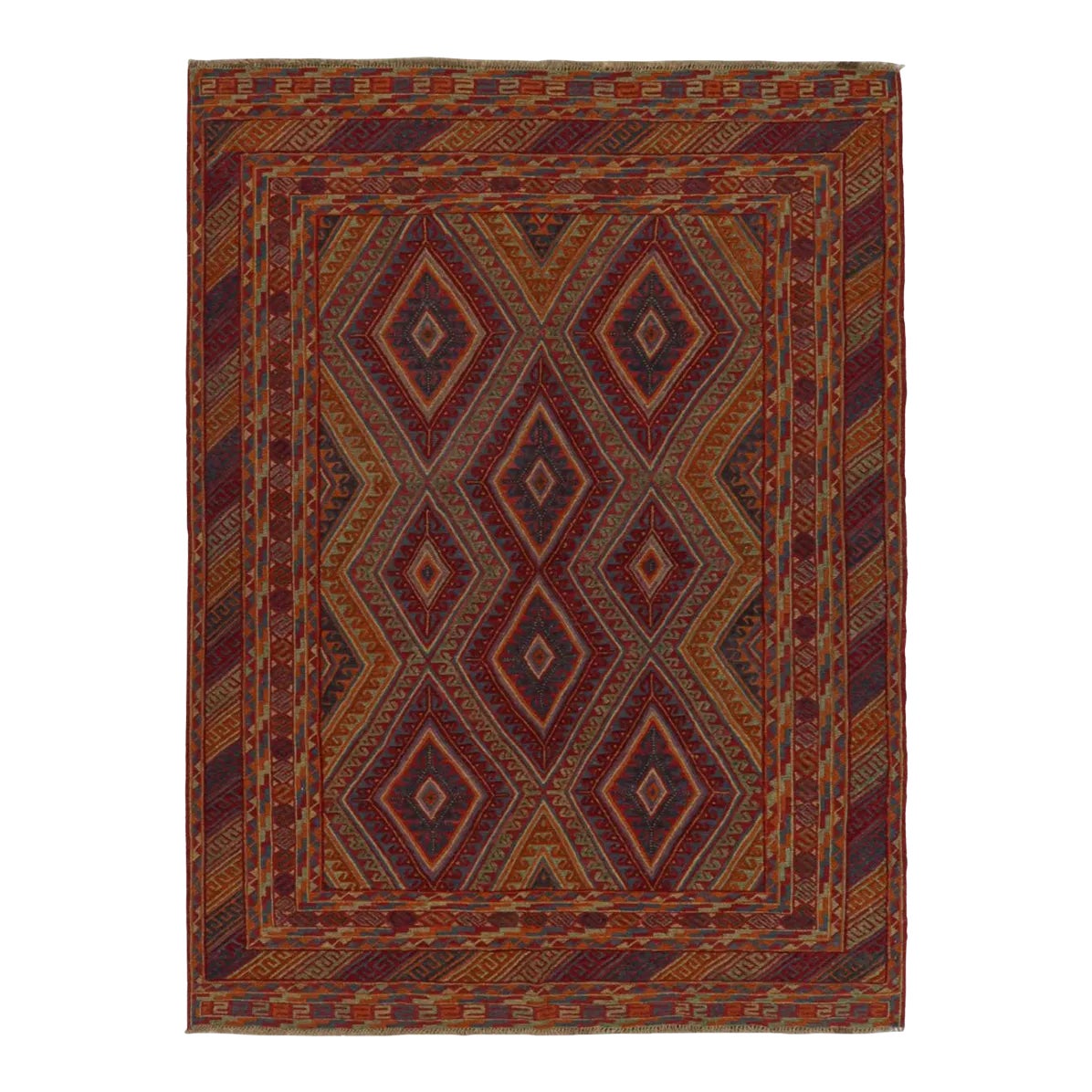 Rug & Kilim’s Mashwani Afghan Baluch With Colorful Geometric Patterns ...